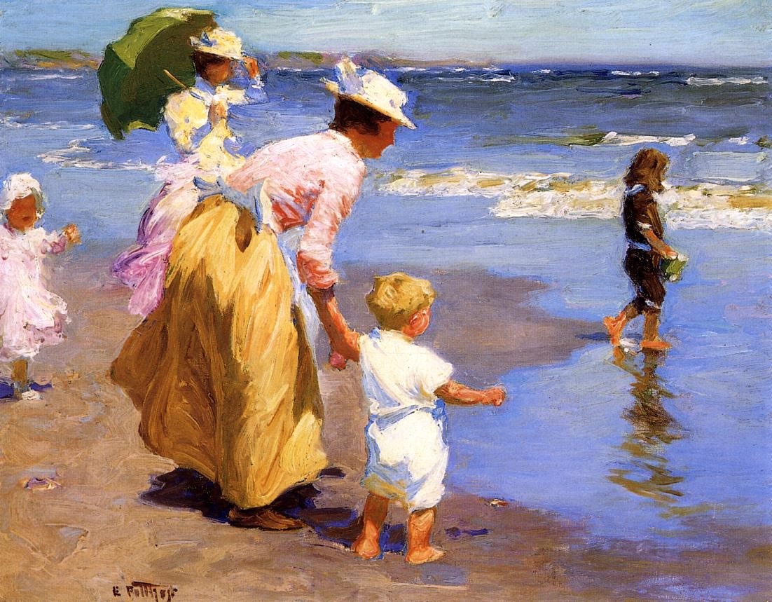 Edward Henry Potthast At the Beach Painting | Best Paintings For Sale
