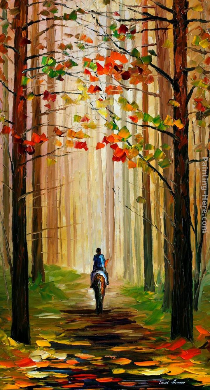 Leonid Afremov AUTUMN STROLL ON A HORSE Painting | Best Paintings For Sale