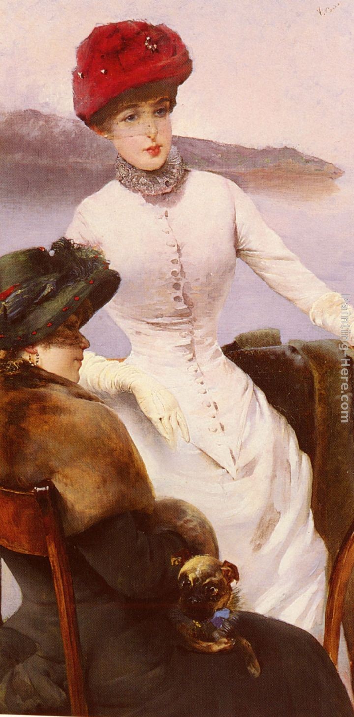 Vittorio Matteo Corcos Sur La Terrasse Painting | Best Paintings For Sale